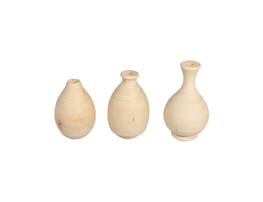 Lesene mini vaze, 4,8-6,4cm, set 3 - rayher.si